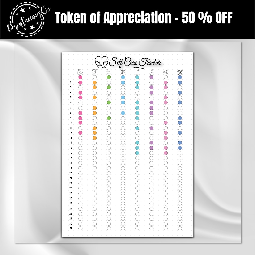 Self Care Tracker A4 Journal Page Printable Tracker Monthly Tracker ...