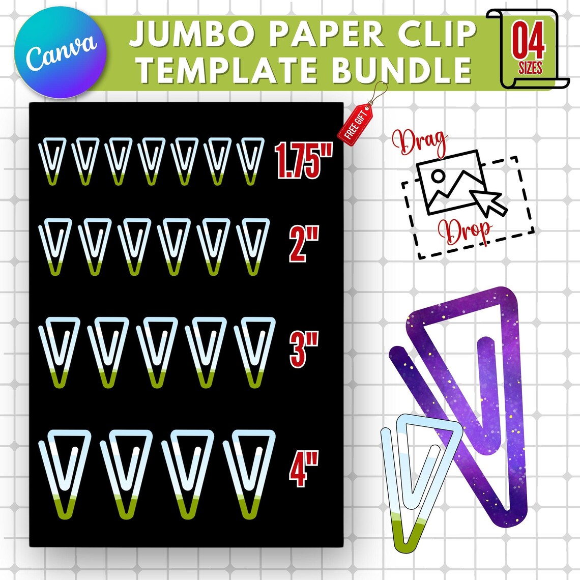 Jumbo Paper Clip Template: Editable Canva Design (digital Download) - Etsy