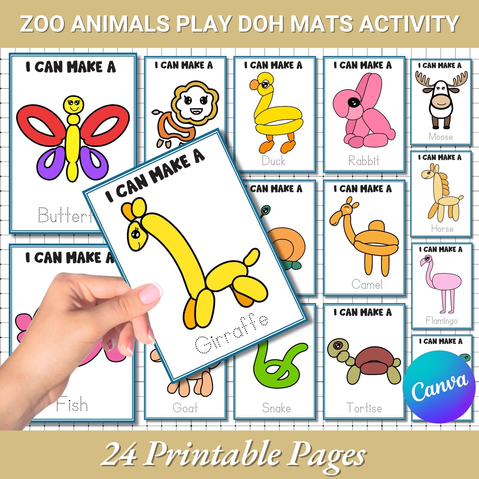 Zoo Animals Play Dough Mats: Fine Motor Skills Activity (PDF) - Etsy