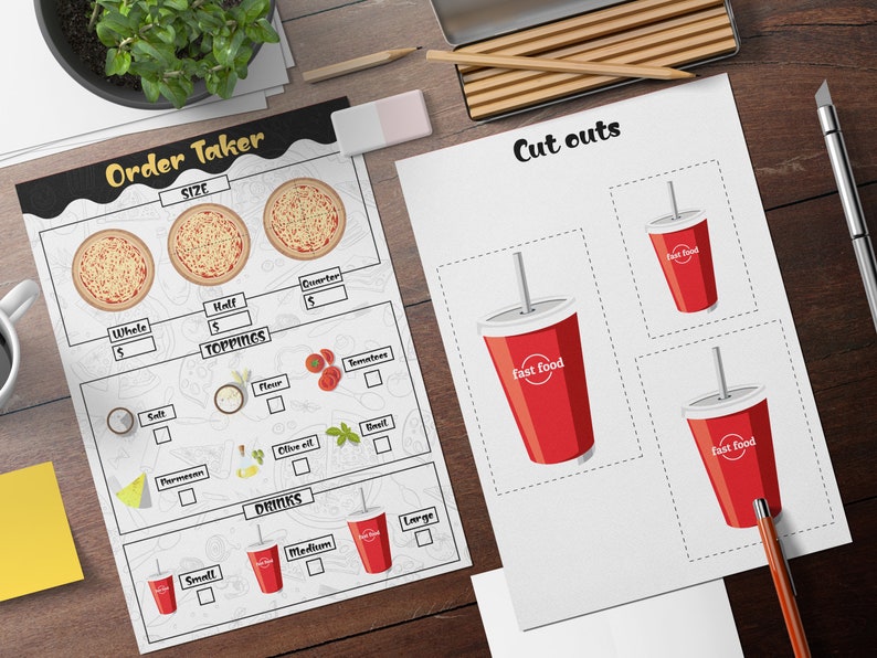 Pizza Parlor Pretend Play Printables: Kids Summer Activity (digital ...