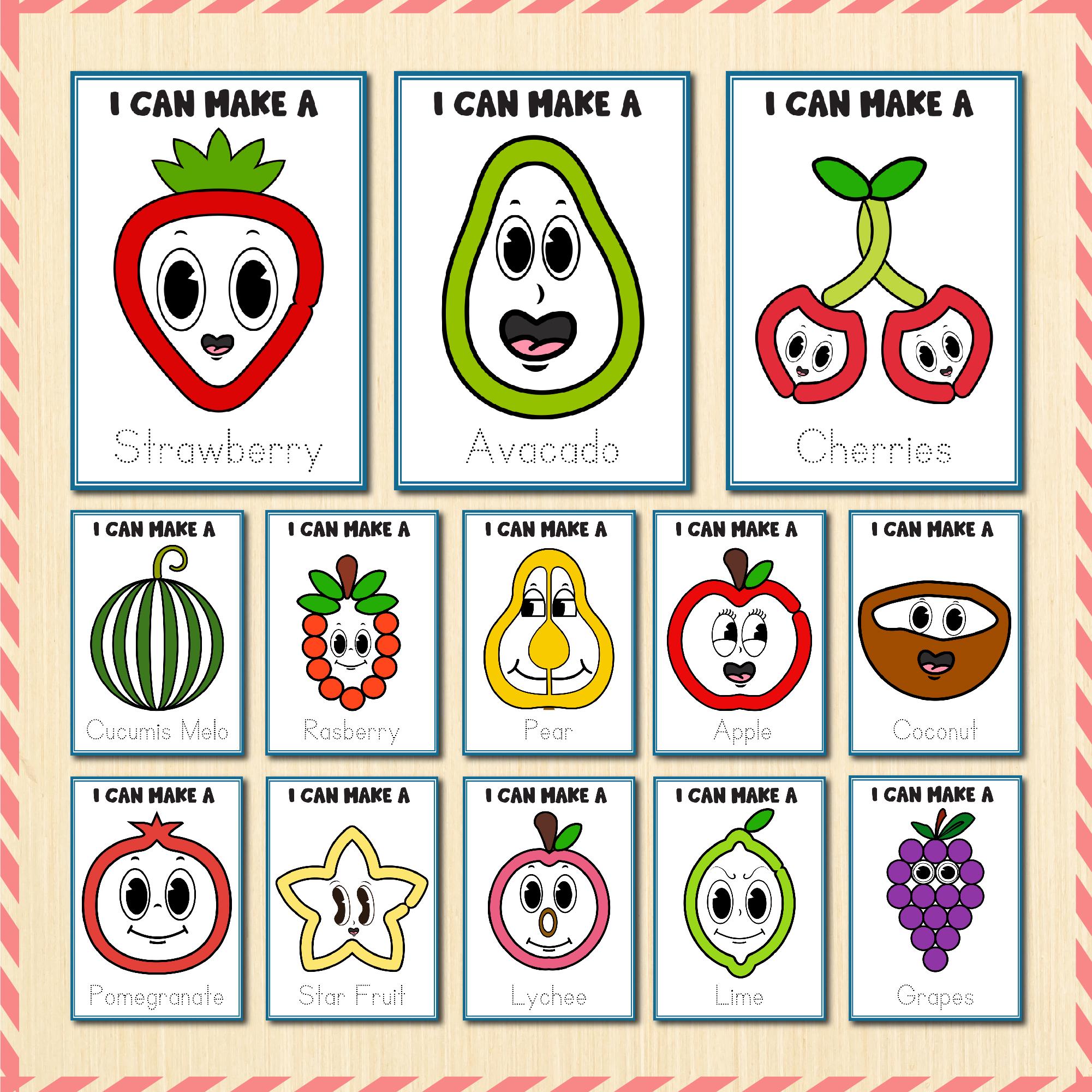 Fruits Play Dough Mats: Fine Motor Skills Activity (printable PDF) - Etsy