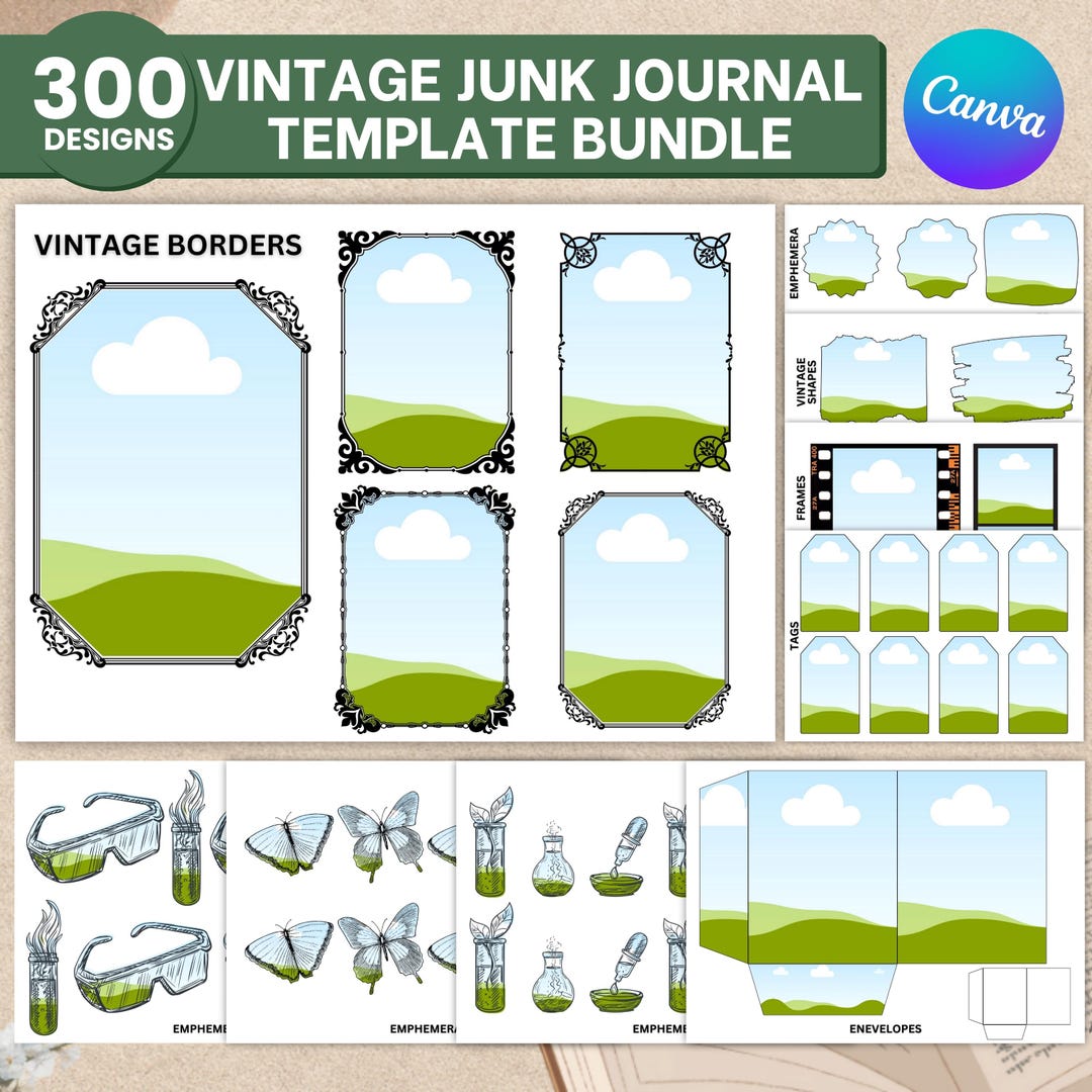 Vintage Junk Journal Canva Template: 300+ Designs (digital Download) - Etsy