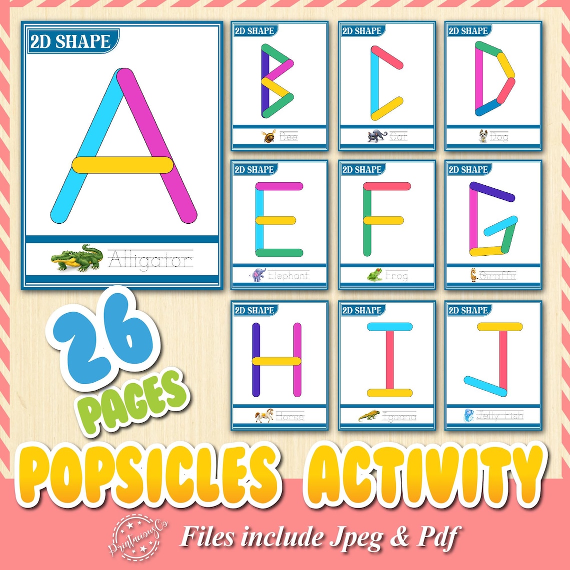 Popsicle Stick Alphabet Game: Montessori Toddler Activity (digital ...