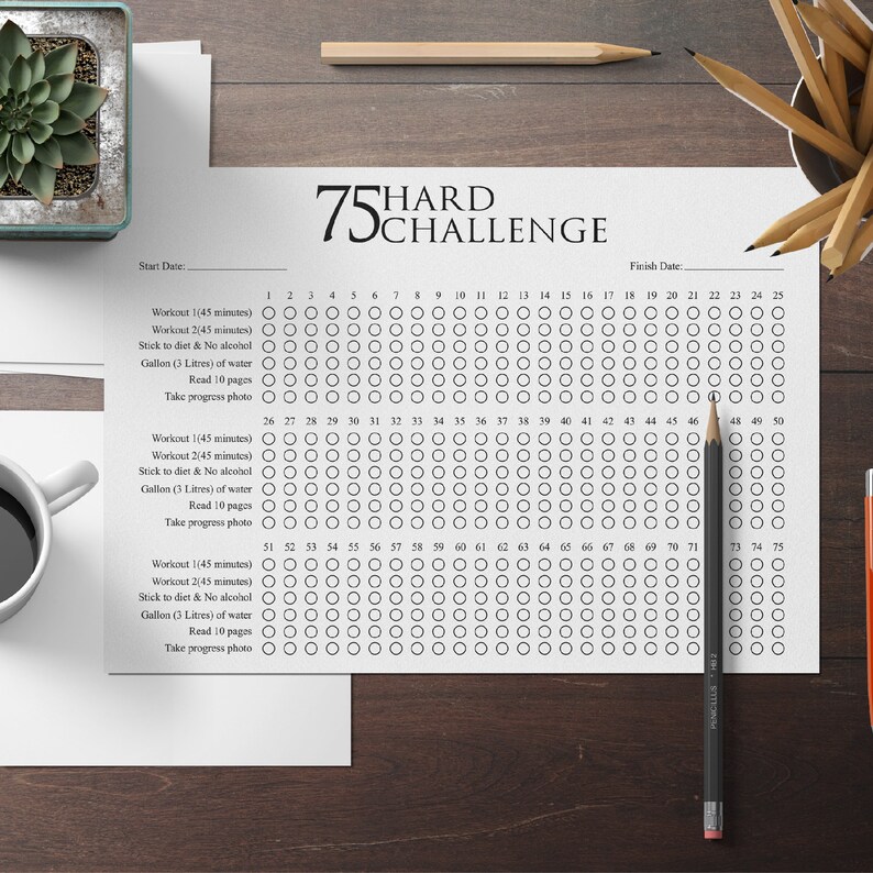 Editable 75 Hard Challenge Bundle 75 Hard Tracker 75 Hard Printable 75 ...