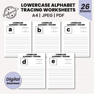 Lowercase Alphabet Tracing Worksheets: Handwriting Practice (digital ...