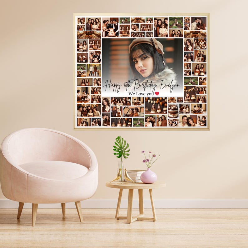 18th Birthday Photo Collage Template: Customizable Canva Frame (digital ...
