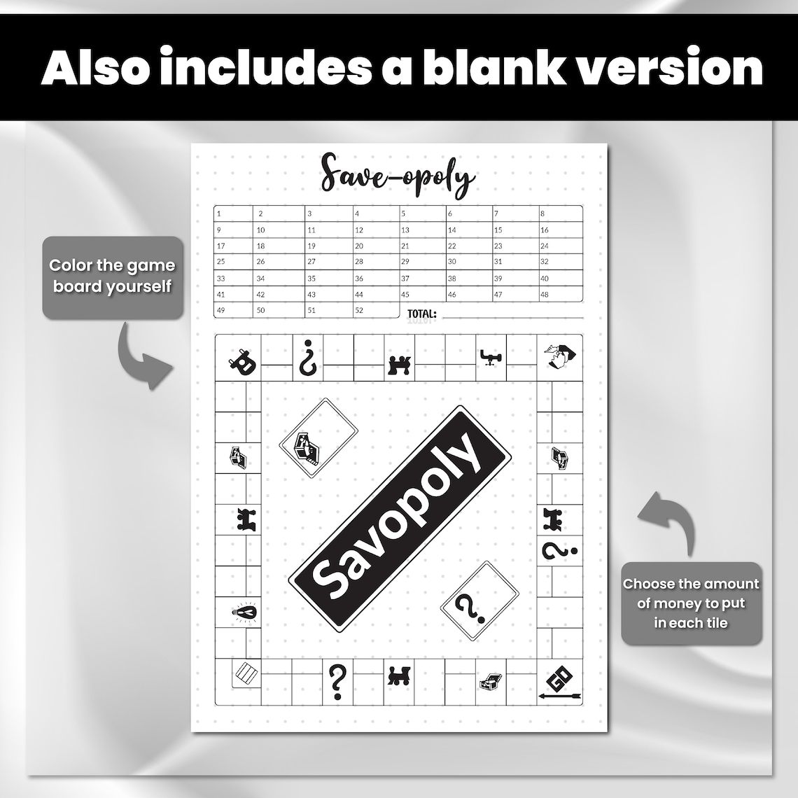 Saveopoly Saving Challenge Printable A4 Journal Page Savings Game ...