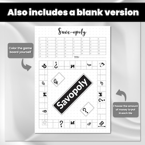 Saveopoly Saving Challenge Printable | A4 Journal Page | Savings Game ...