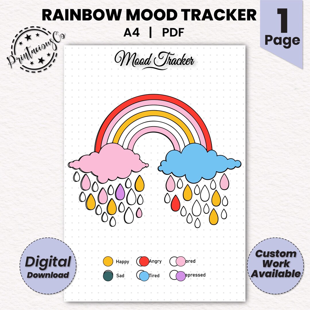 Rainbow Mood Tracker Printable: A4 Journal Page (PDF) - Etsy UK
