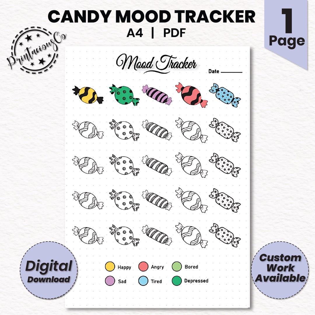 Candy Mood Tracker Printable: A4 Journal Page (PDF) - Etsy