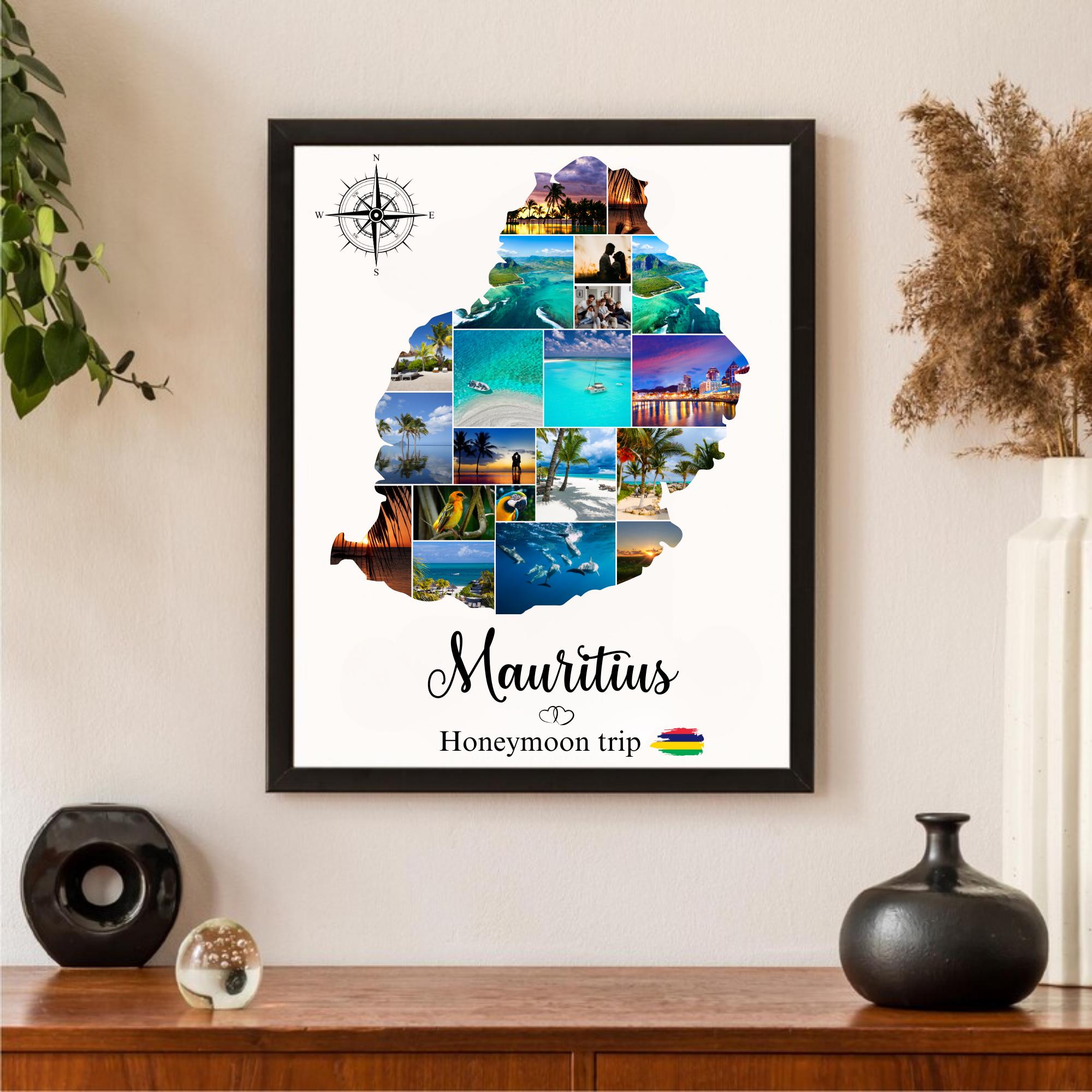 Mauritius Map Photo Collage Template: Vacation Keepsake (canva Editable ...
