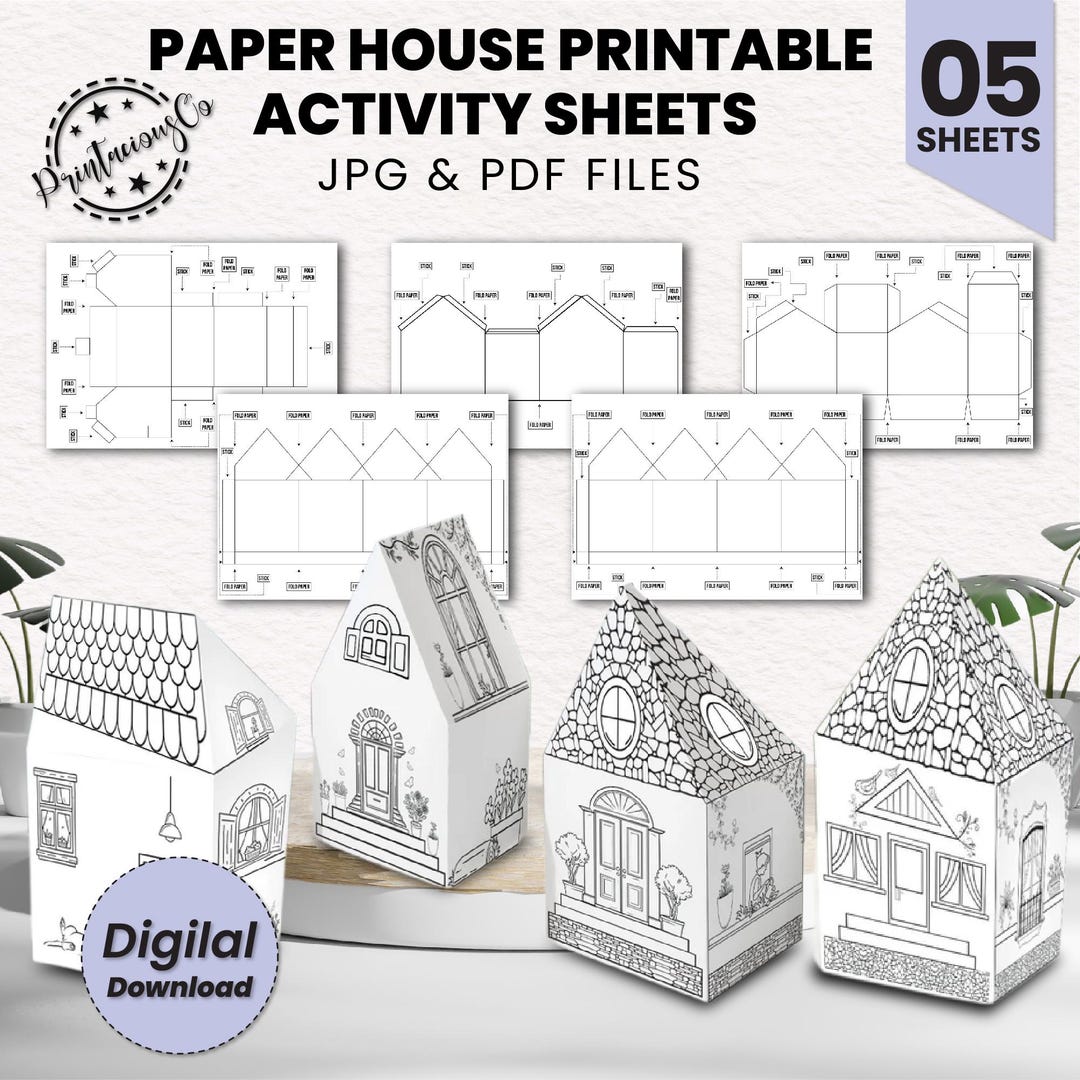 Paper House Printable Bundle | Paper Craft Kit | Printable Arts and ...