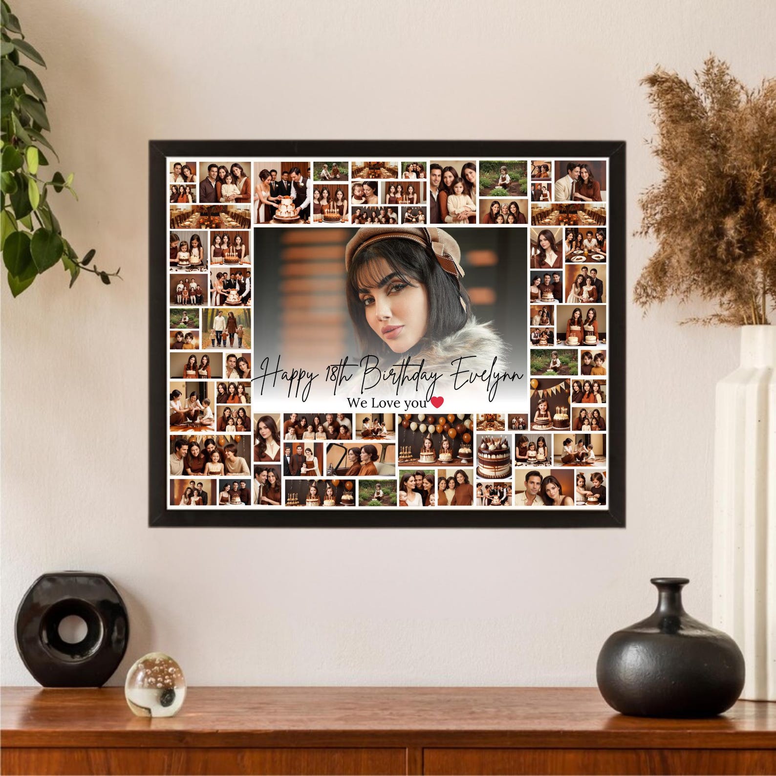 18th Birthday Photo Collage Template: Customizable Canva Frame (digital ...