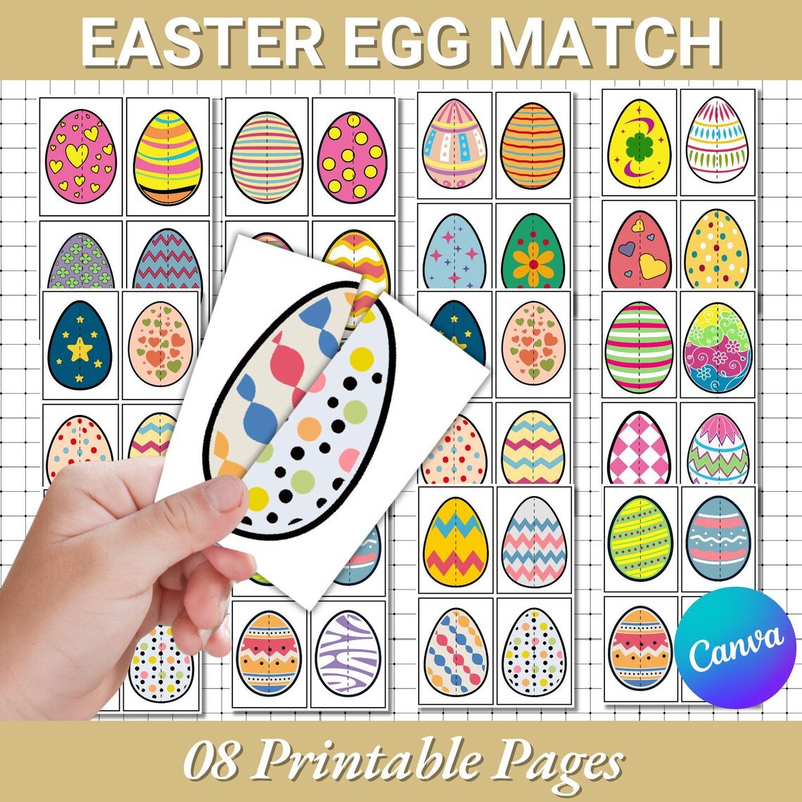 Easter Egg Matching Game: Printable Kids Activity (canva Template) - Etsy