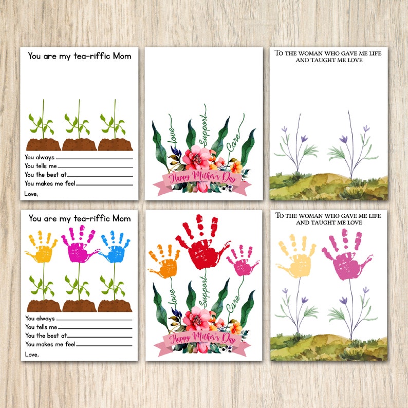 Mothers Day Handprint Garden Printable Handprint Flowers Bouquet Memory ...