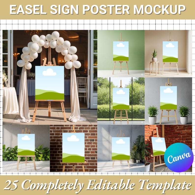 Editable Easel Sign Mockup Template: Baby Shower, Welcome Sign (canva ...