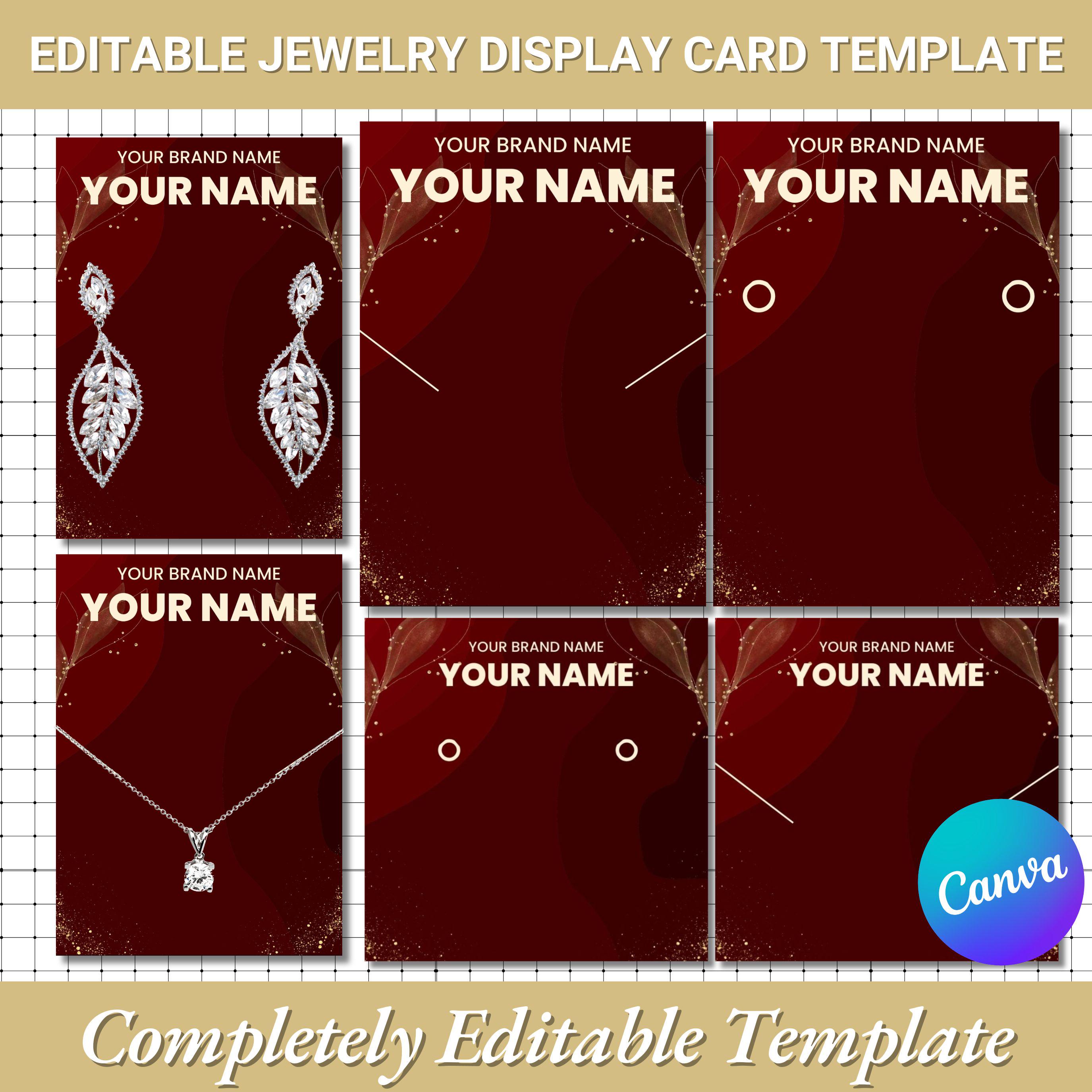 Editable Jewelry Display Card Template: DIY Branding (canva Template ...