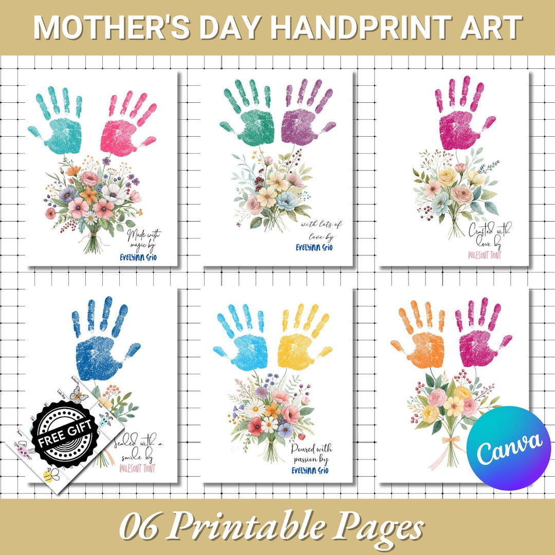 Mother's Day Handprint Art Template: DIY Keepsake (printable) - Etsy