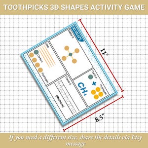 Toothpicks 3D Shapes Activity: Printable Learning Worksheet (PDF) - Etsy
