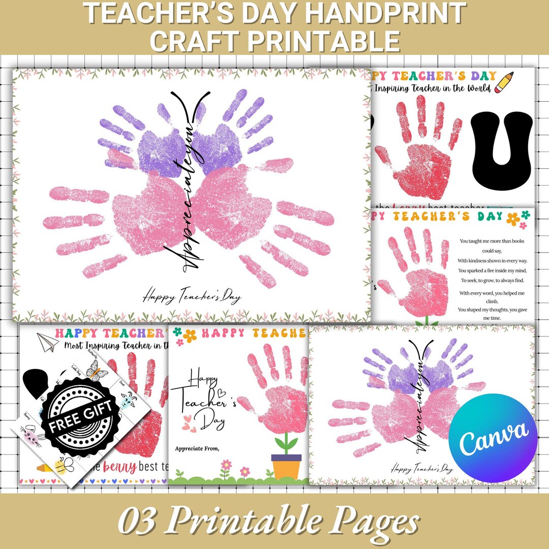 Teacher's Day Handprint Craft Printable |teacher's Day Keepsake ...