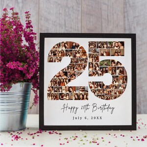 25th Birthday Number Photo Collage | Personalized 25th Birthday Gift ...