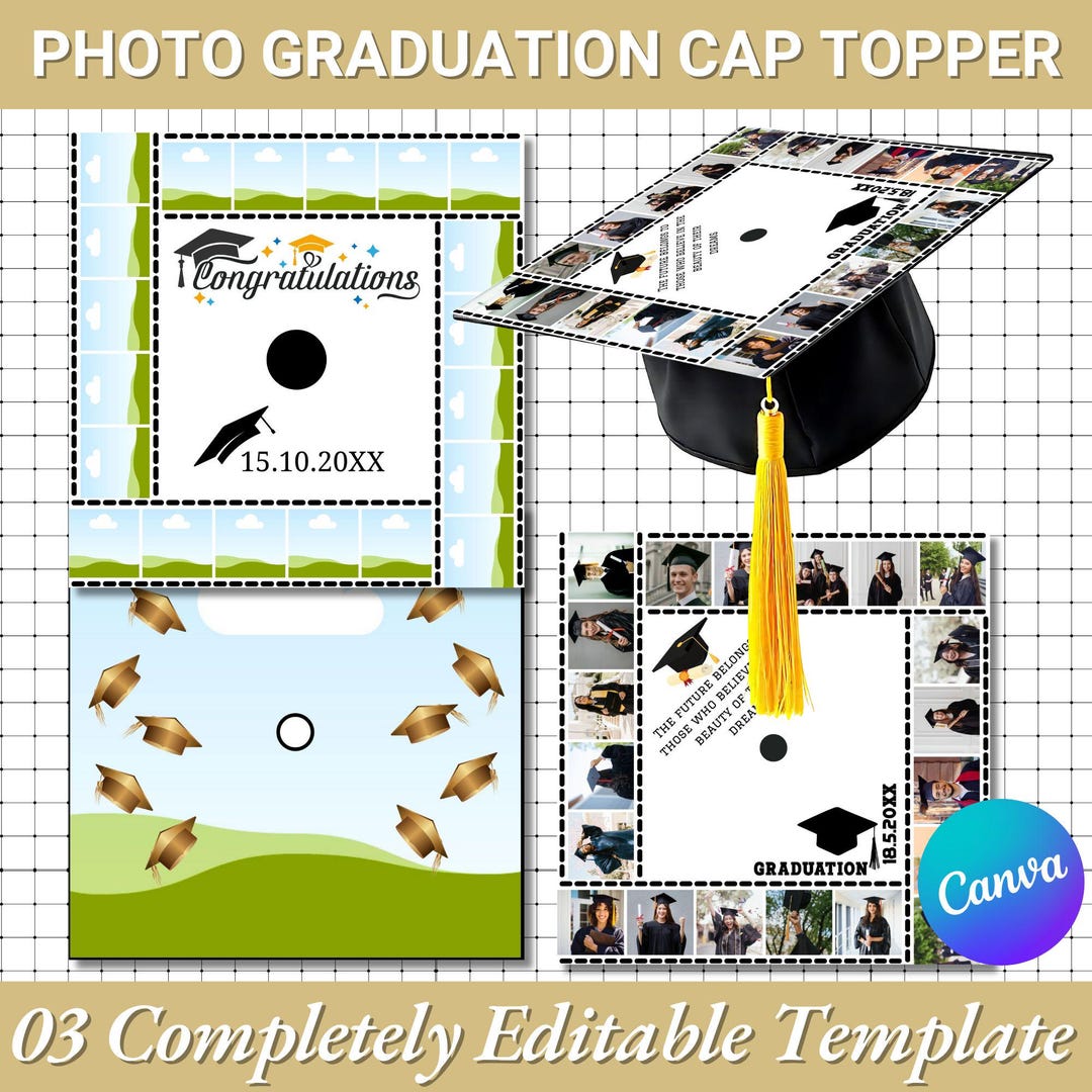 Photo Graduation Cap Topper Template |editable + Printable Canva ...