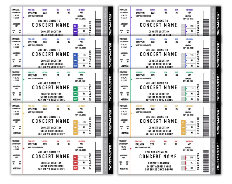Editable Concert Ticket Template: Printable Surprise Gift (digital ...