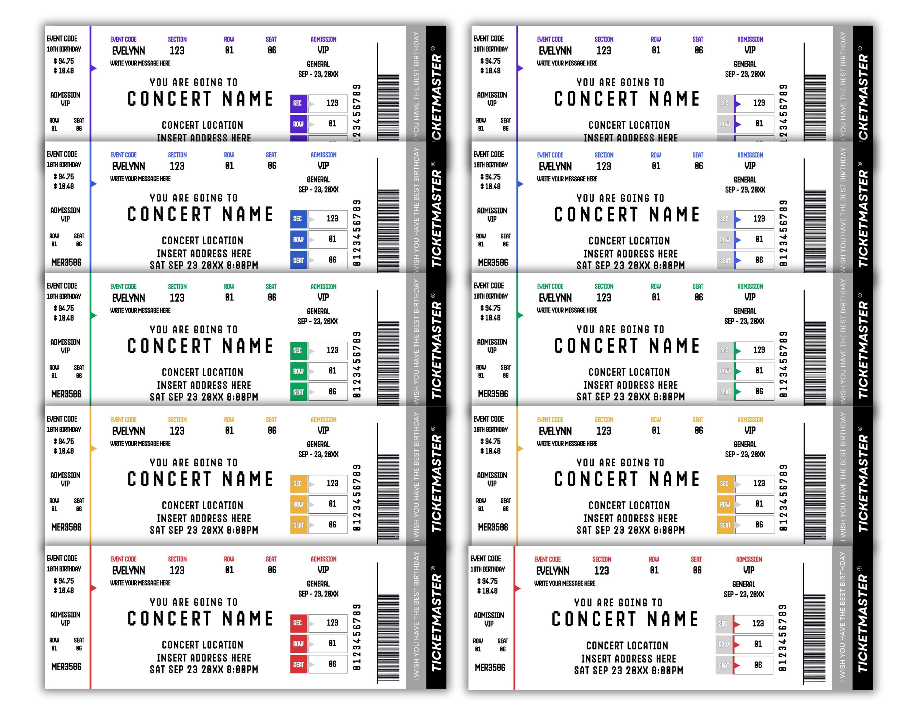 Editable Concert Ticket Template: Printable Surprise Gift (digital ...