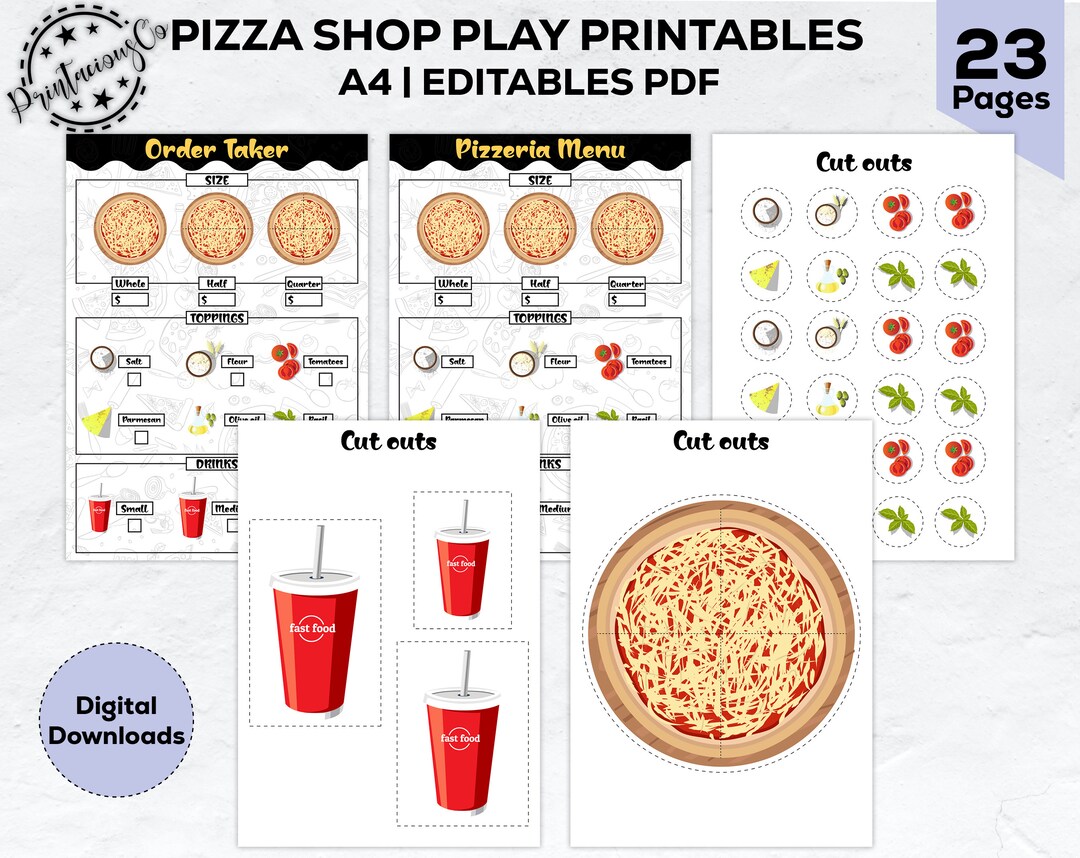 Pizza Parlor Printables | Summer Kids Activities | Summer Camp Activity ...