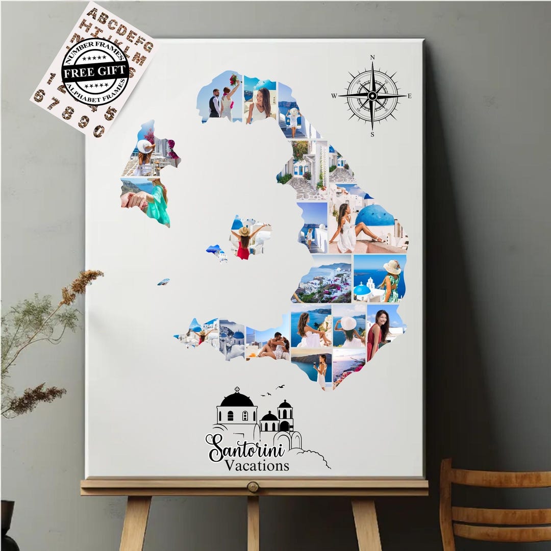 Editable Santorini Custom Photo Collage Canva Template |custom ...