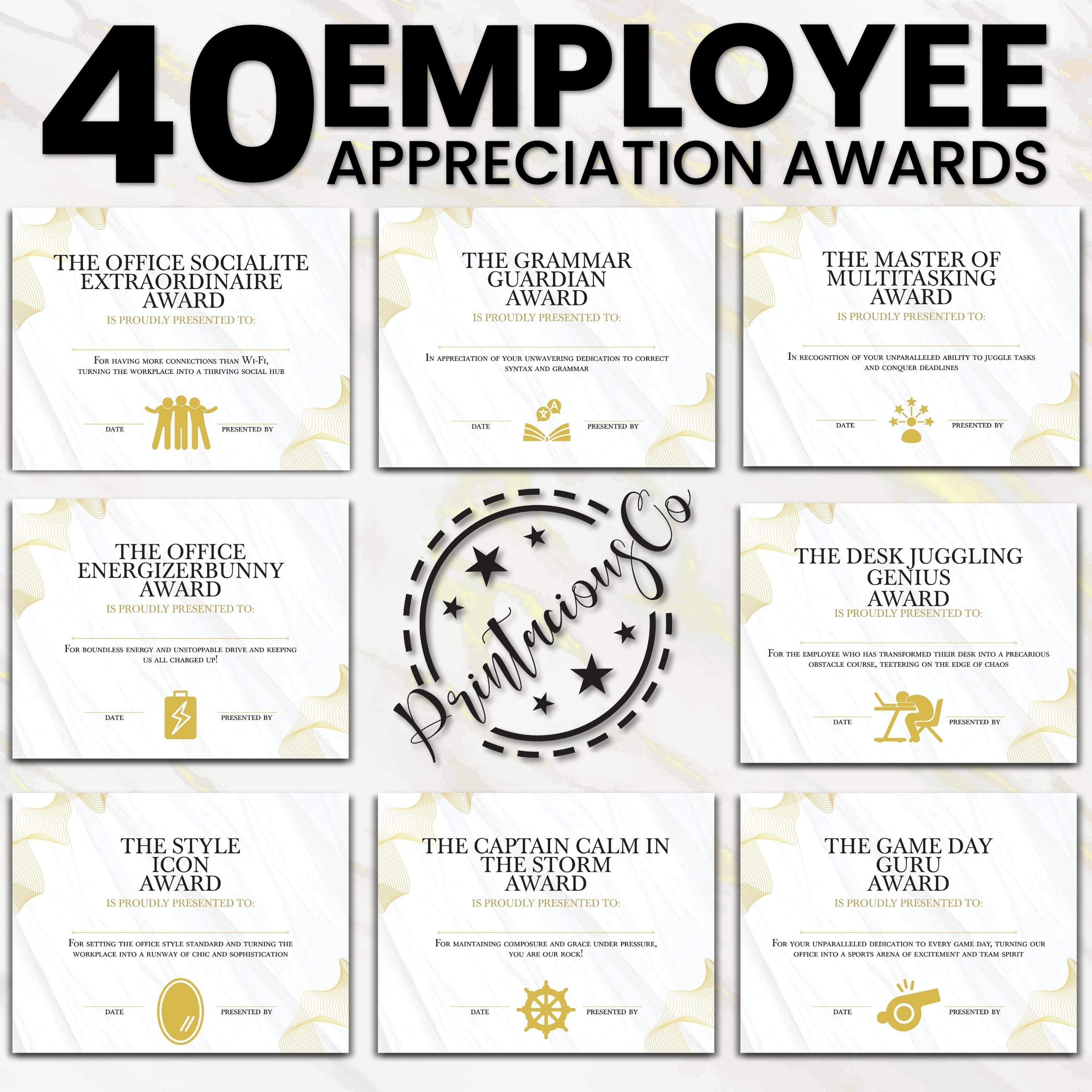175 Employee Appreciation Award Certificate Printable Recognition Award ...