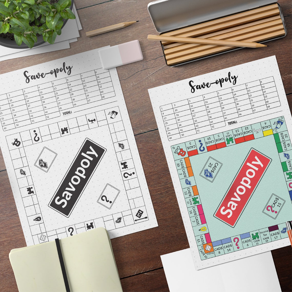 Saveopoly Saving Challenge Printable A4 Journal Page Savings Game ...