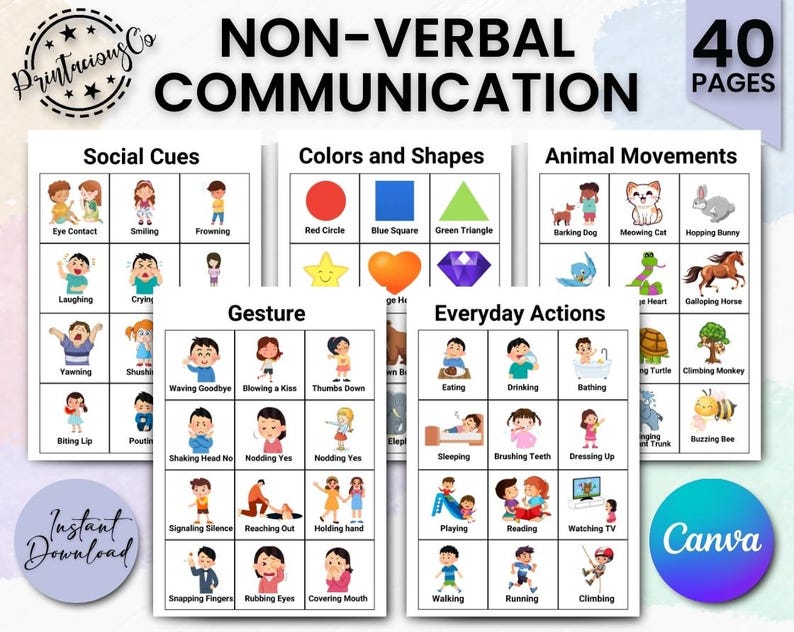 Nonverbal Communication Visual Flashcards Cards Printable Autism ...