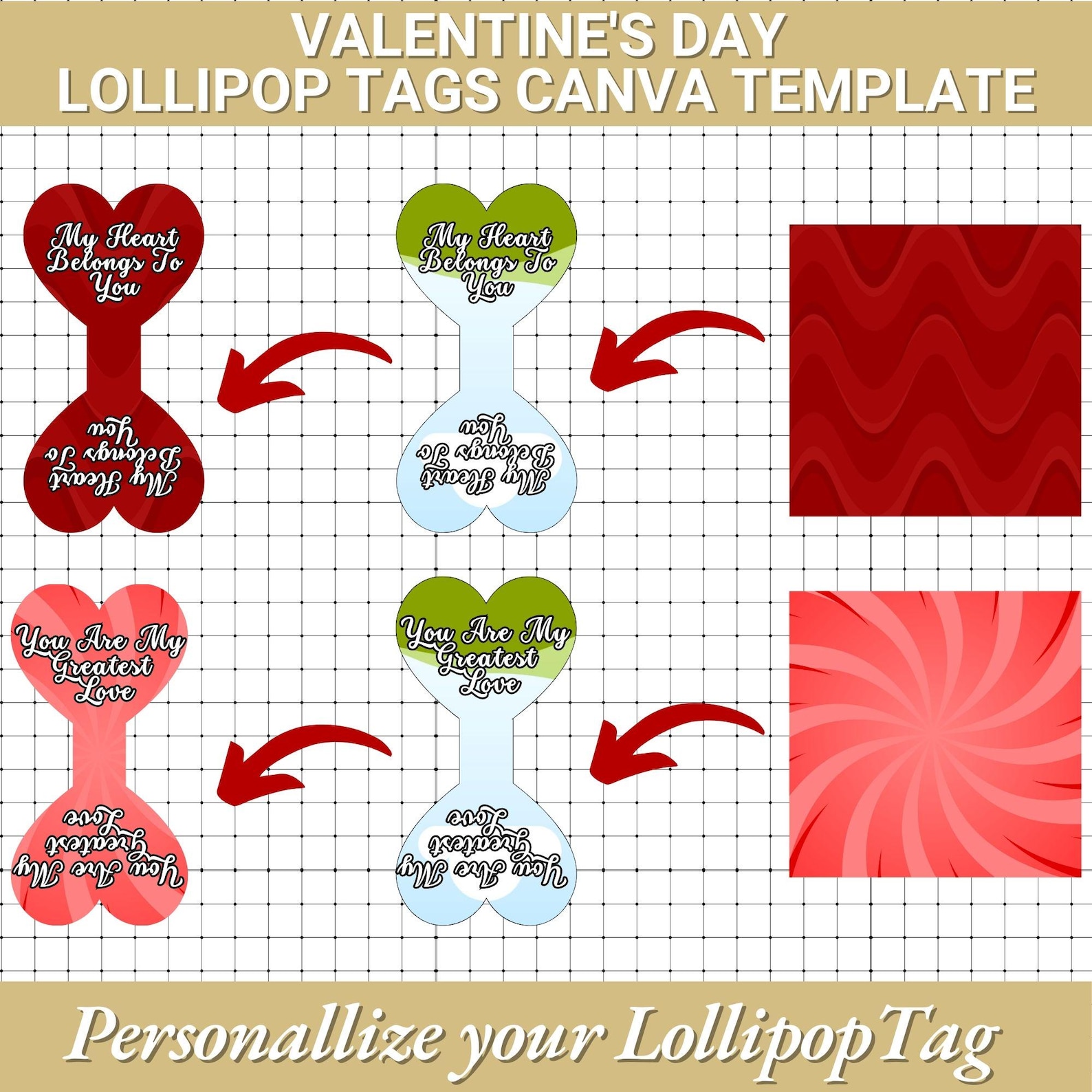 Valentine's Day Lollipop Tags: DIY Canva Template (printable) - Etsy