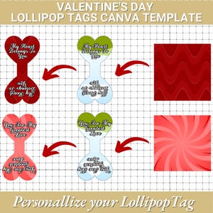 Editable & Printable Valentine's Day Lollipop Tags Canva Template DIY ...