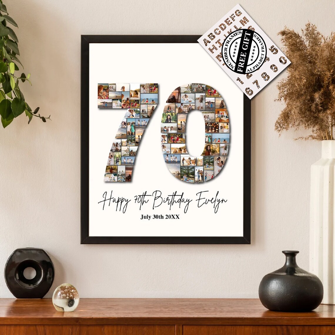 70th Birthday Photo Collage Templates Personalized 70th Birthday Gift ...