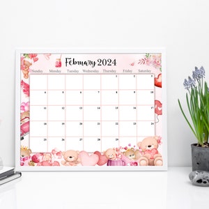Editable February 2024 Calendar Printable Wall Calendar 2024 Fillable ...