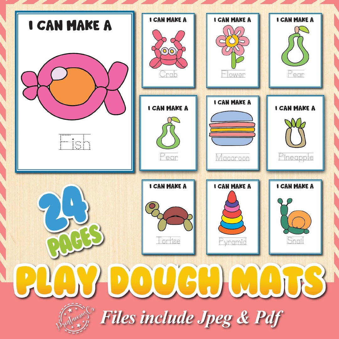 Printable Play Dough Mats Resource Fine Motor Skills Activity Visual ...