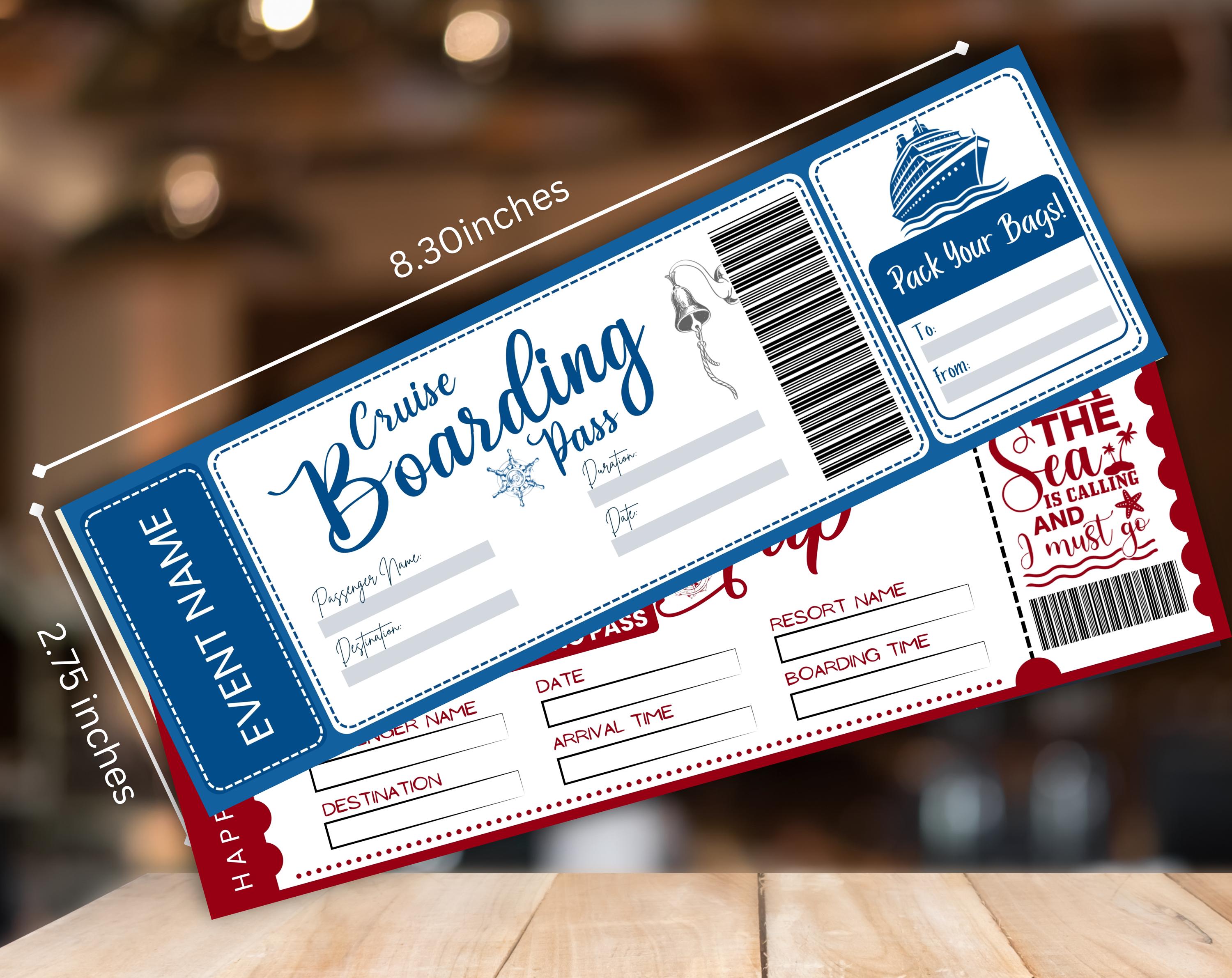 Editable Cruise Boarding Pass Template: Surprise Vacation Gift (digital ...