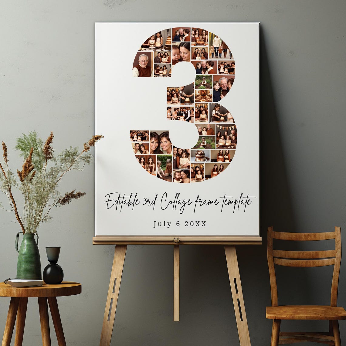 3rd Birthday Photo Collage Template Editable 3rd Birthday Photo ...