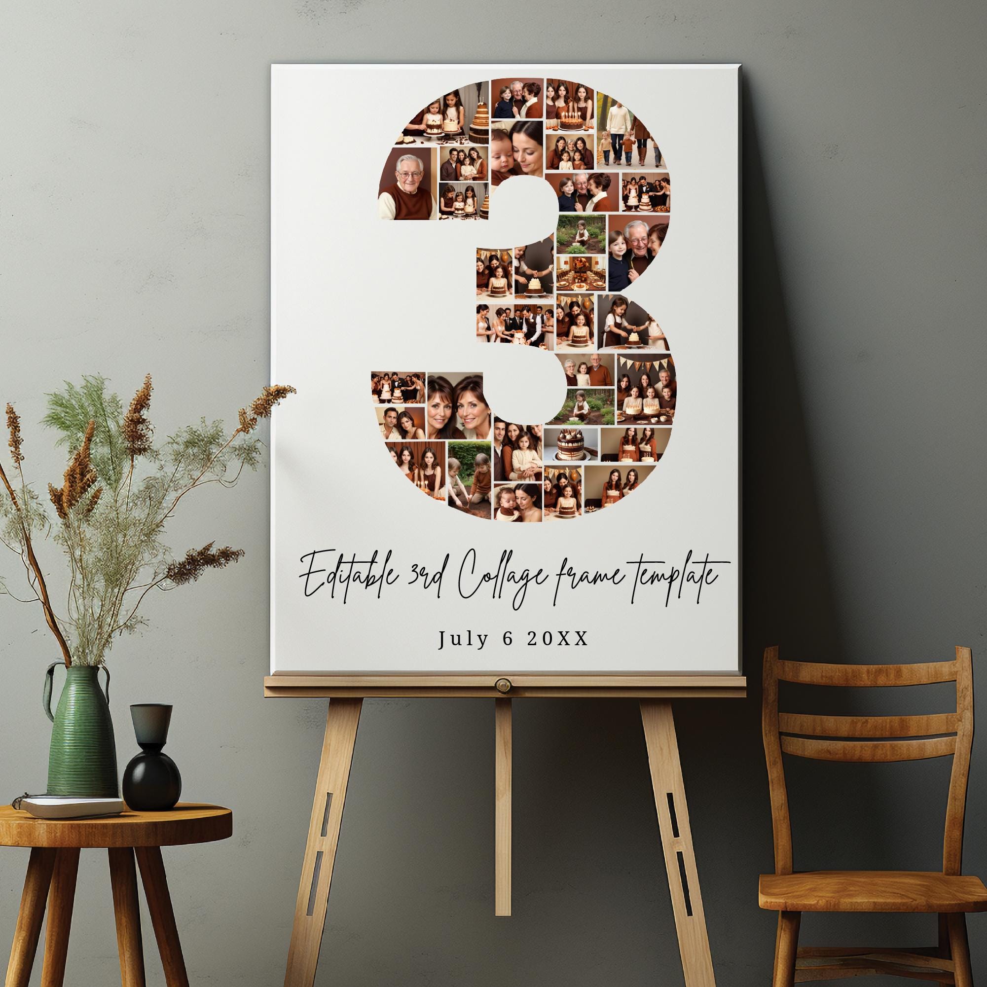 3rd Birthday Photo Collage Template Editable 3rd Birthday Photo ...