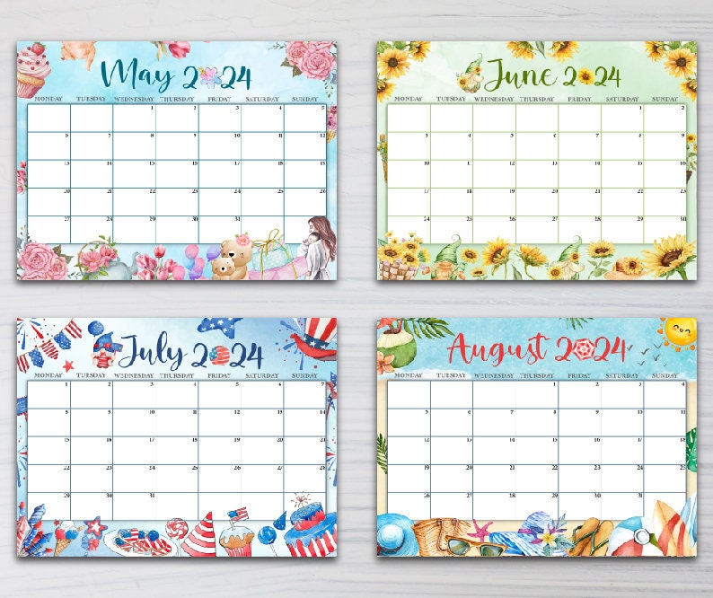 Editable 2024 Wall Calendar Bundle: Printable Monthly Planner (digital ...