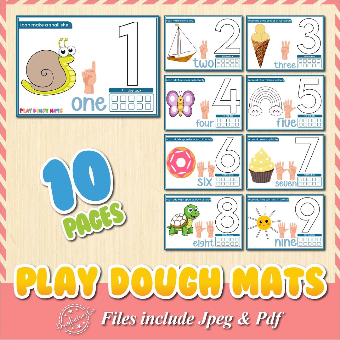 Printables Numbers 1-10 Play Doh Mats Fine Motor Skills Activity Visual ...