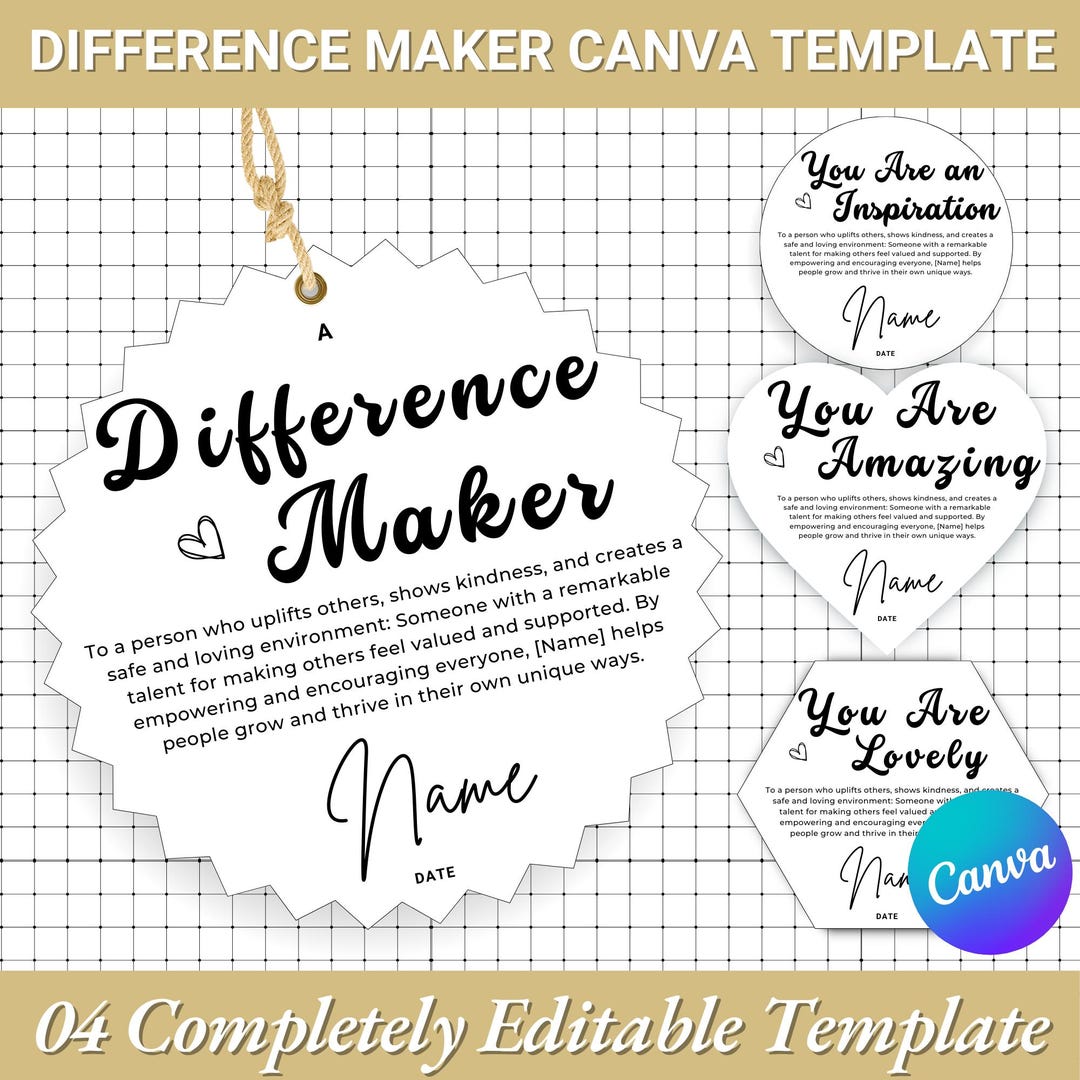 Difference Maker Template | Editable Mentor Gift | Personalized Leader ...