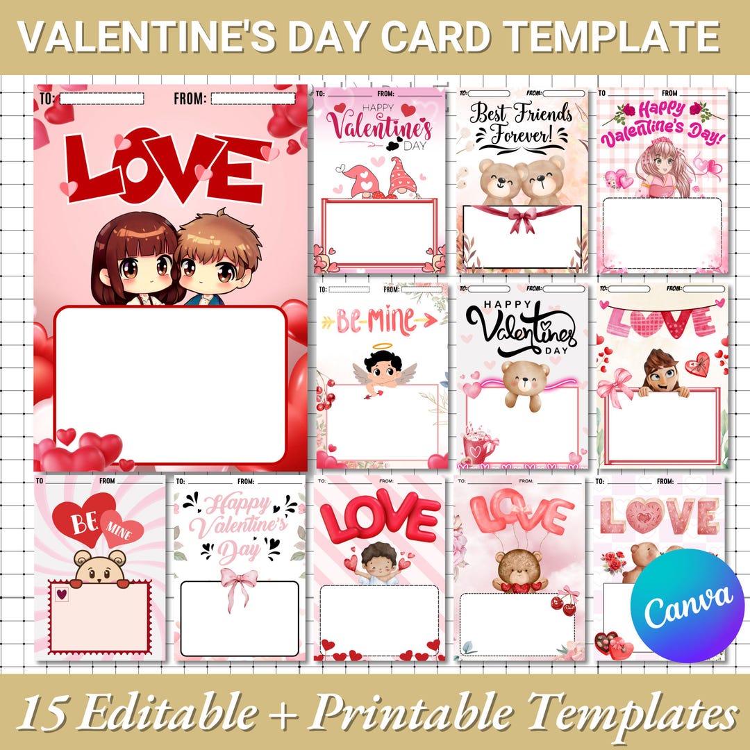 Valentine's Day Card Jumbo Templates: Editable Canva Template ...
