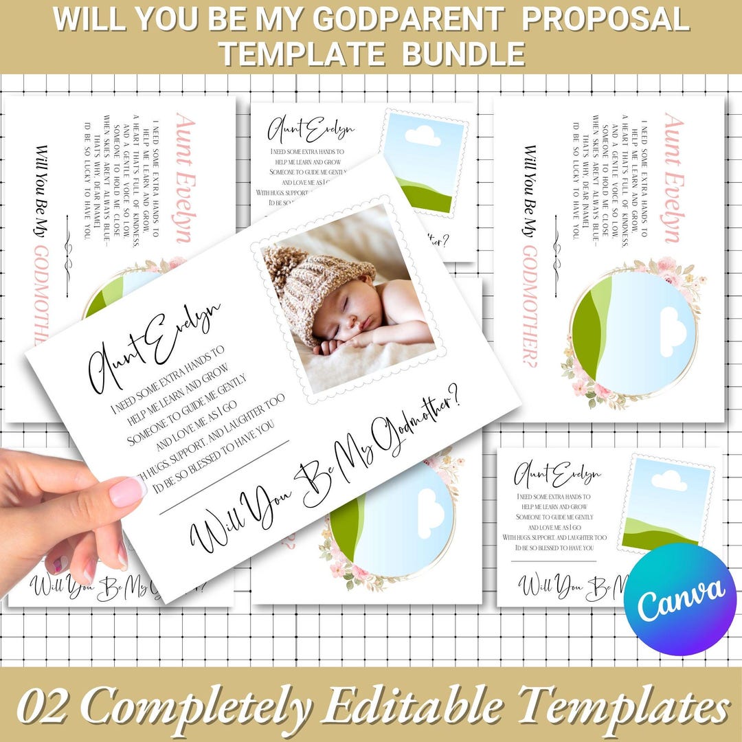 Will You Be My Godparents Proposal Card Template |editable + Printable ...