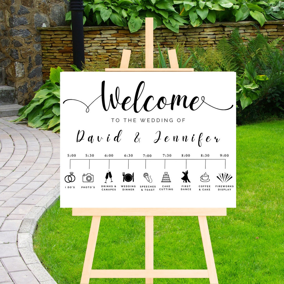 Editable Wedding Welcome Sign Canva Template minimalist Wedding Welcome ...