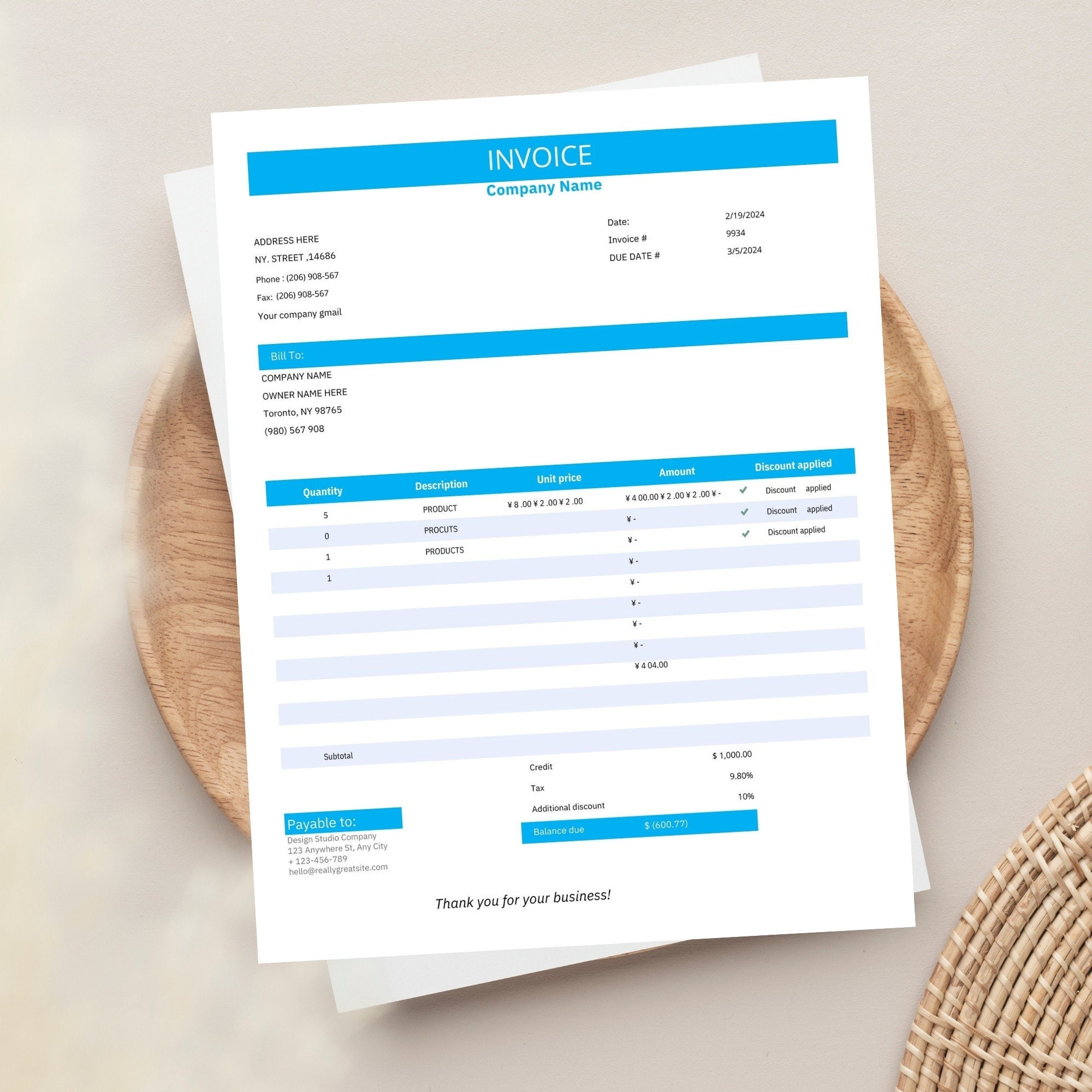 Invoice Template Business Invoice Modern and Professional Invoice ...