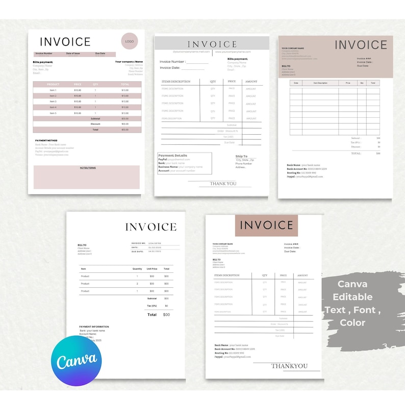 Editable Excel Invoice Template: Modern Business Form (instant Download ...
