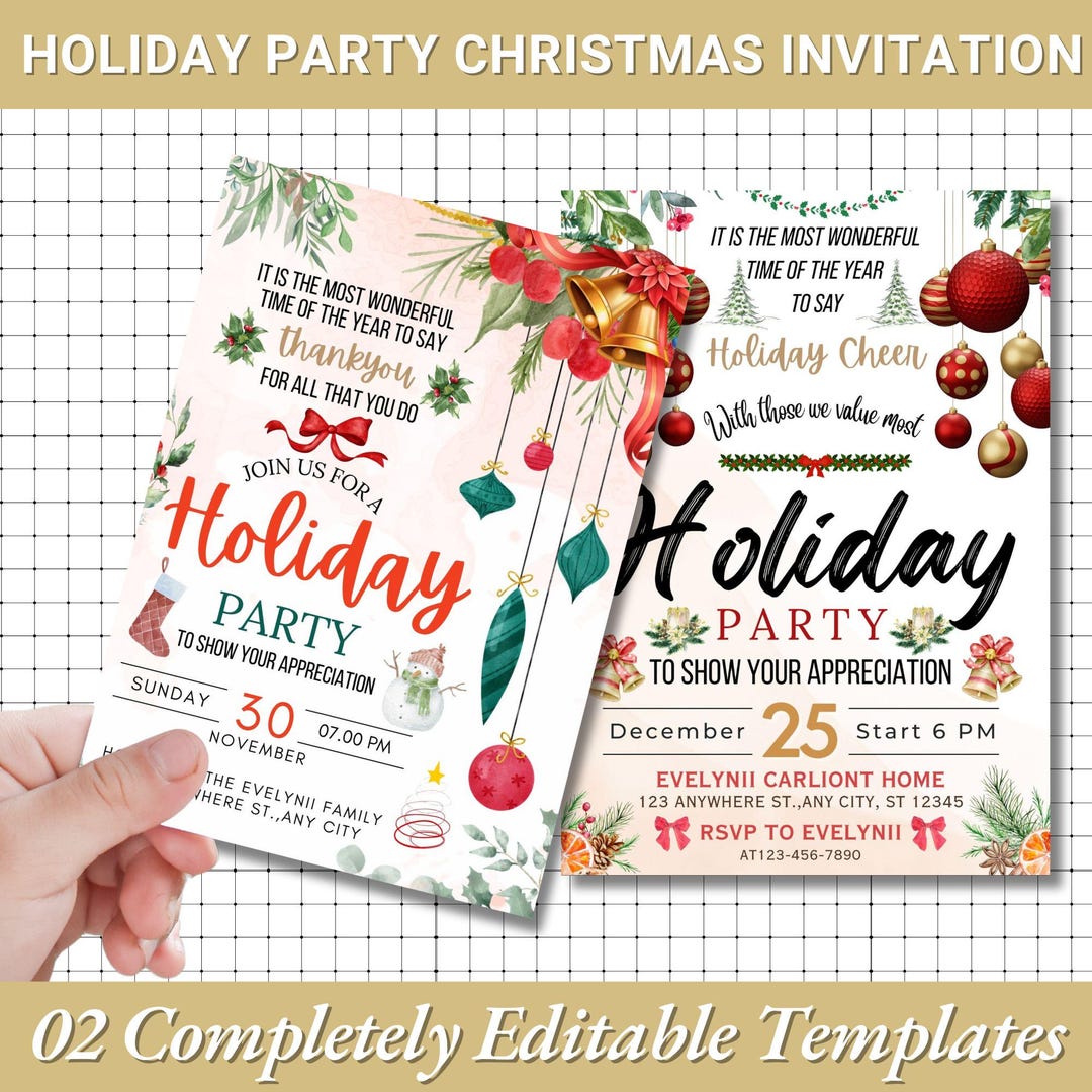 Custom Christmas Party Invitation Template (digital Download) - Etsy